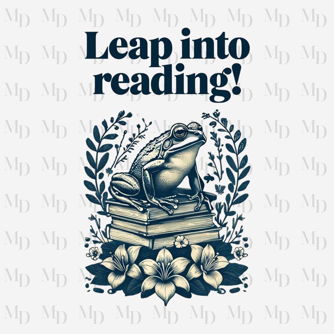 Vintage Frog Reading PNG, Leap Into Reading Clipart, Vintage Style ...
