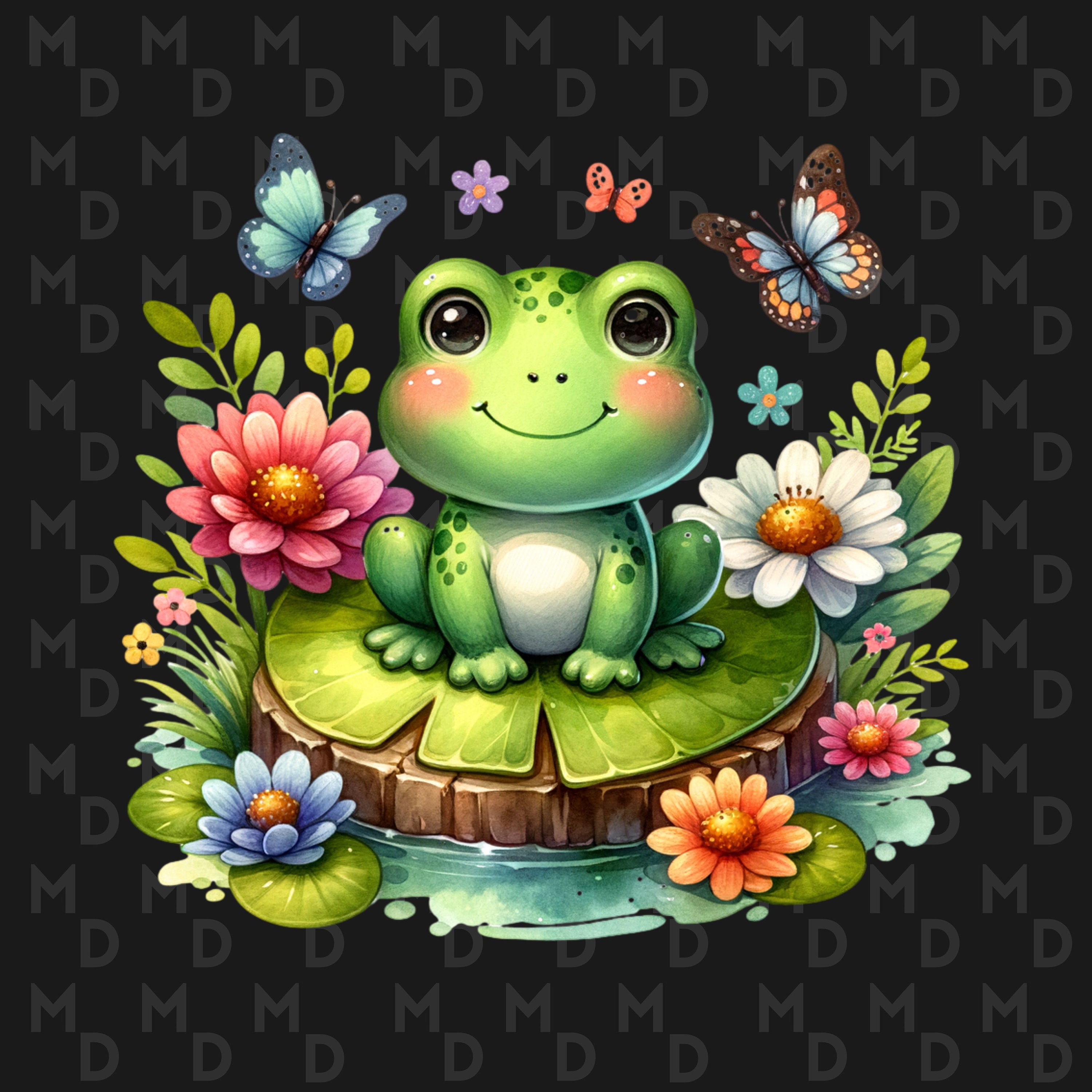 Cute Lily Pad Frog PNG, Clipart, Instant Download, Butterflies, Lily ...