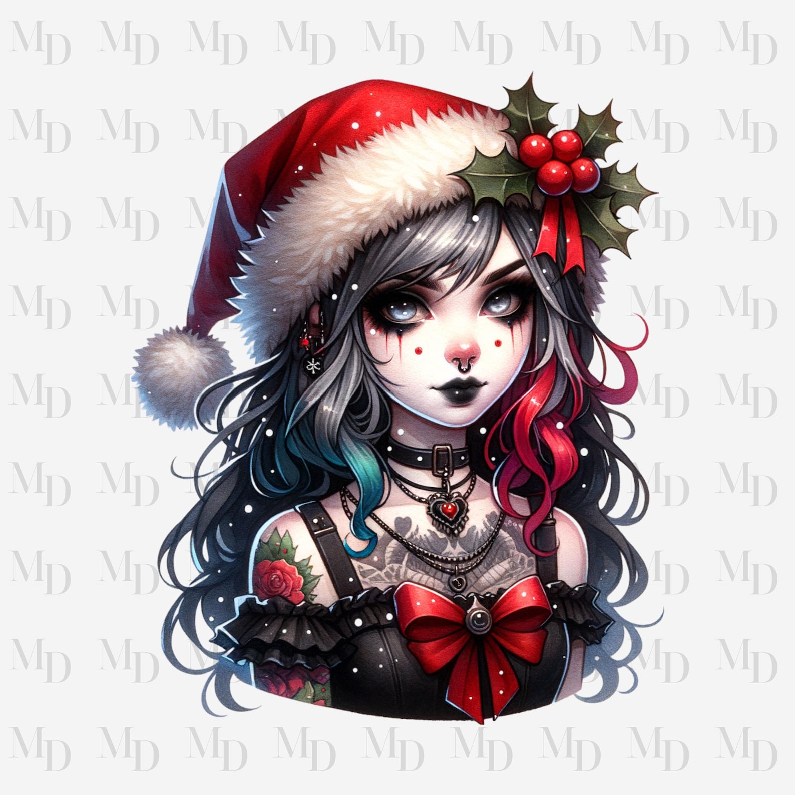 Christmas Goth Girl PNG, Clipart, Instant Download, Christmas Goth ...