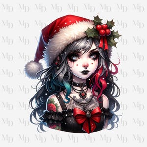 Christmas Goth Girl PNG, Clipart, Instant Download, Christmas Goth ...