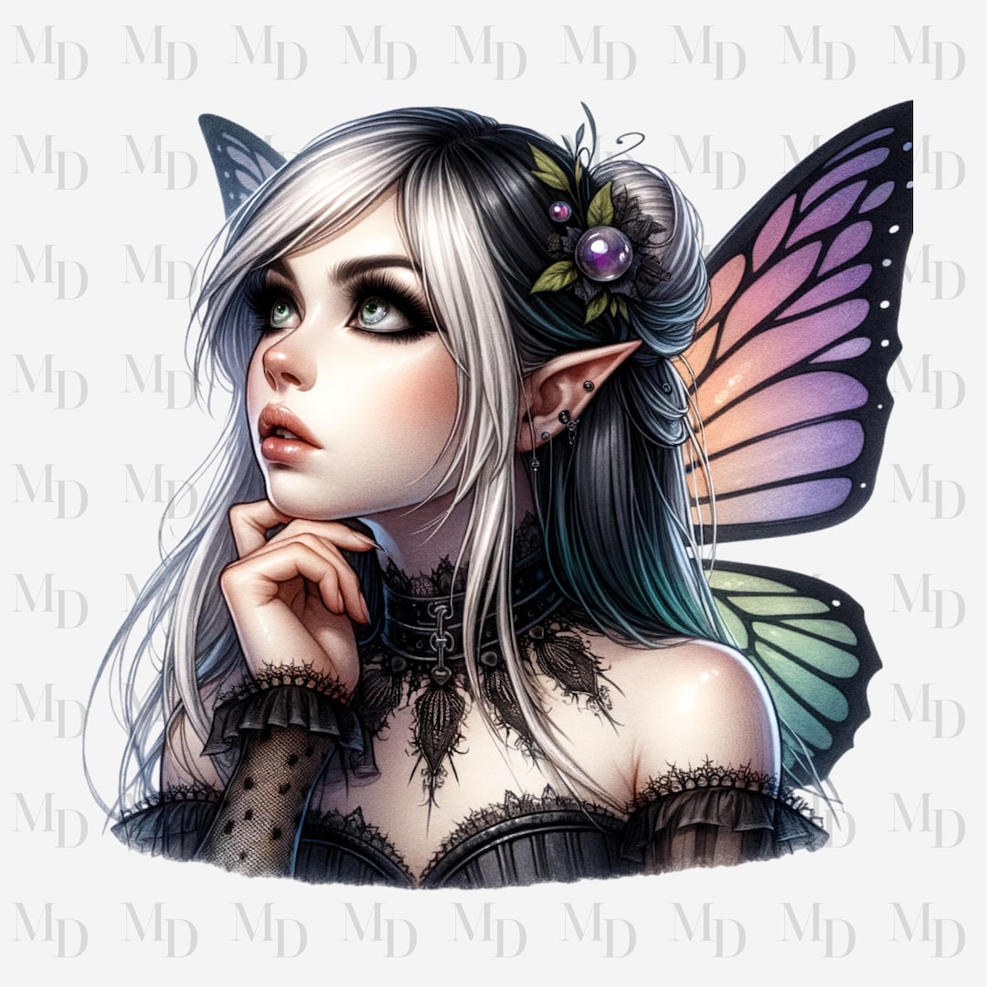 Thinking Goth Fairy PNG, Instant Download, Goth Fairy Design, Digital ...