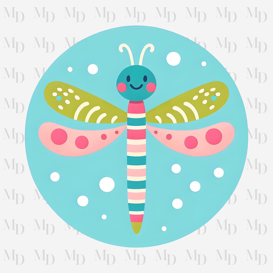 Cute Dragonfly Circle Design PNG, Instant Download, Dragonfly Clipart ...
