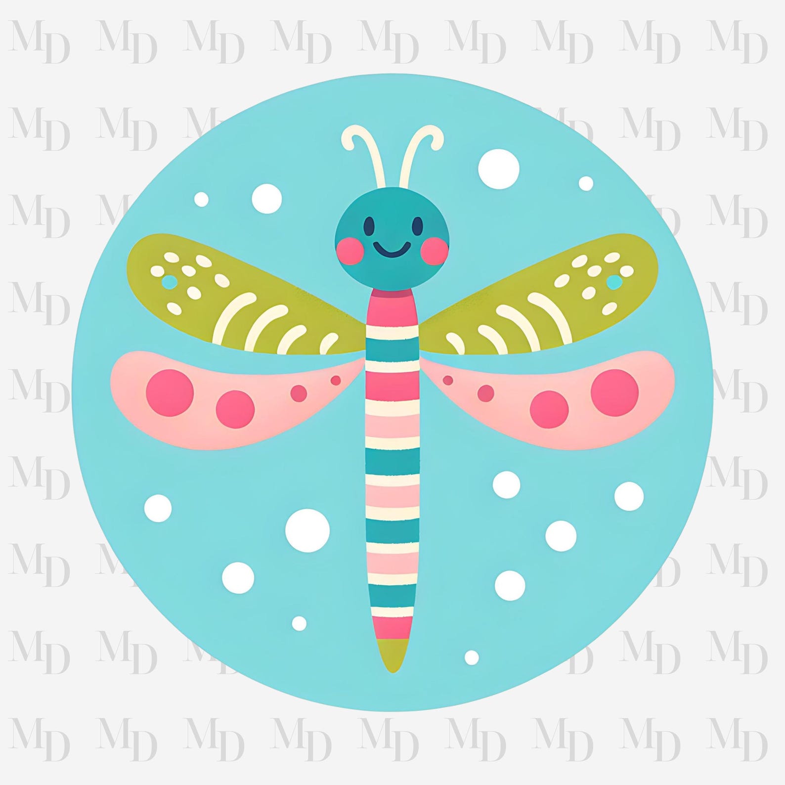 Cute Dragonfly Circle Design PNG, Instant Download, Dragonfly Clipart ...
