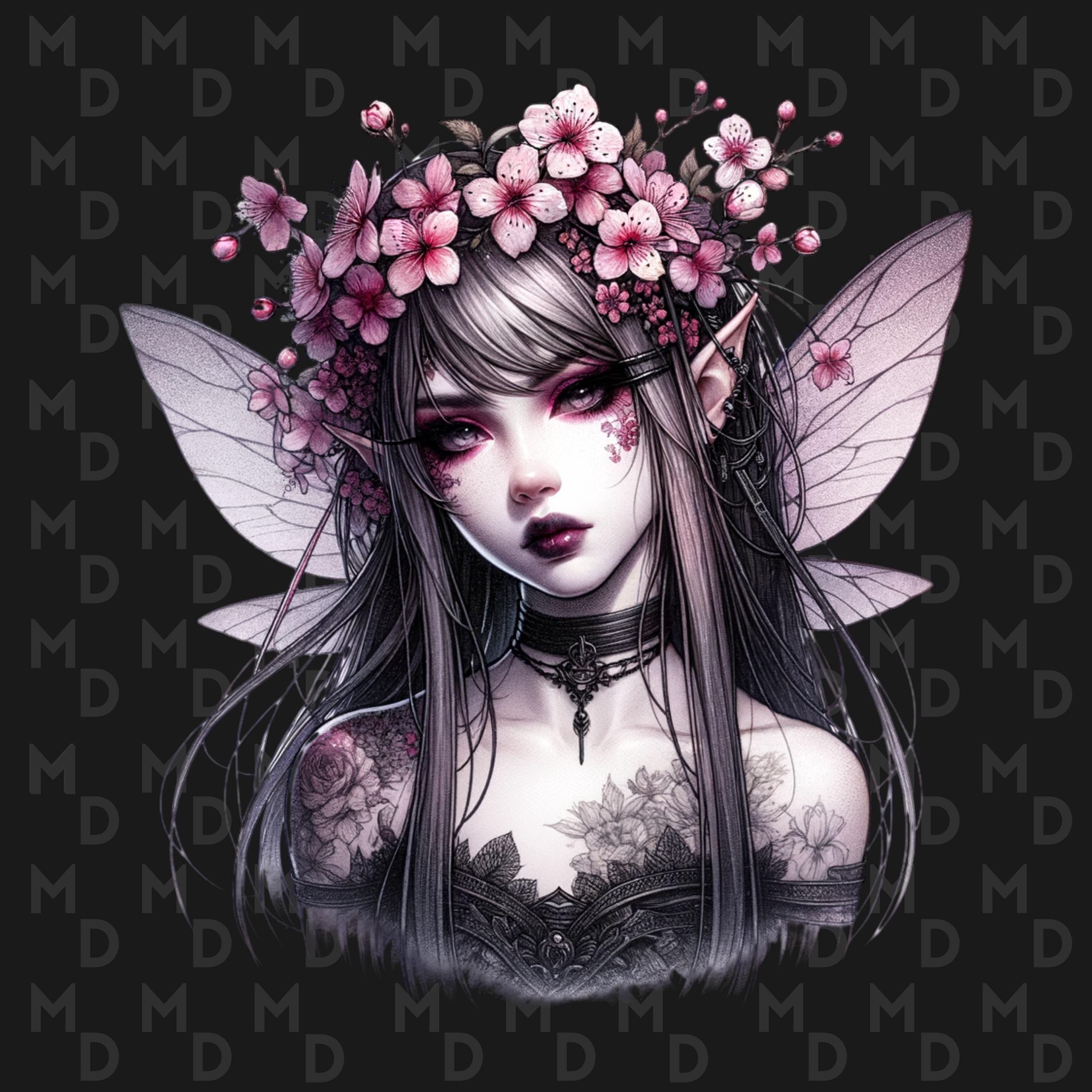 Cherry Blossom Goth Fairy PNG, Clipart, Instant Download, Fairy Design ...