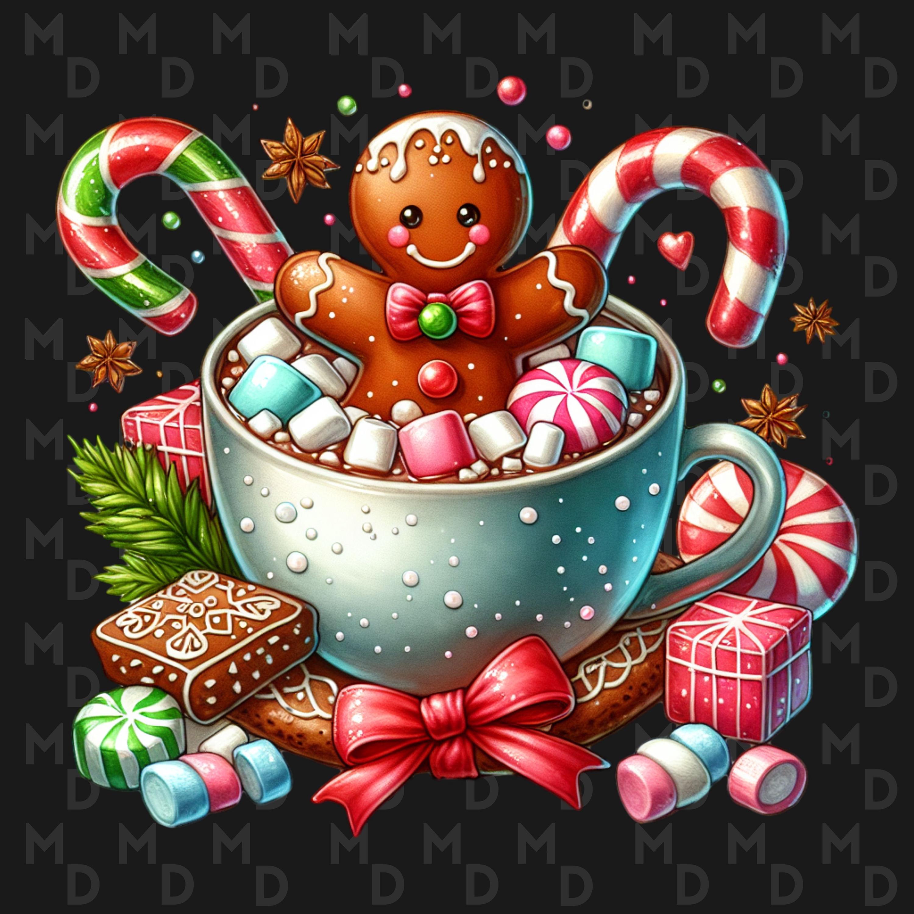 Christmas Gingerbread Man Hot Coco PNG, Instant Download, Digital ...
