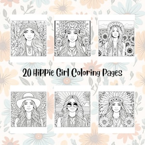 Hippie Girl Coloring Page, Instant Download, Printable, 20 Assorted ...