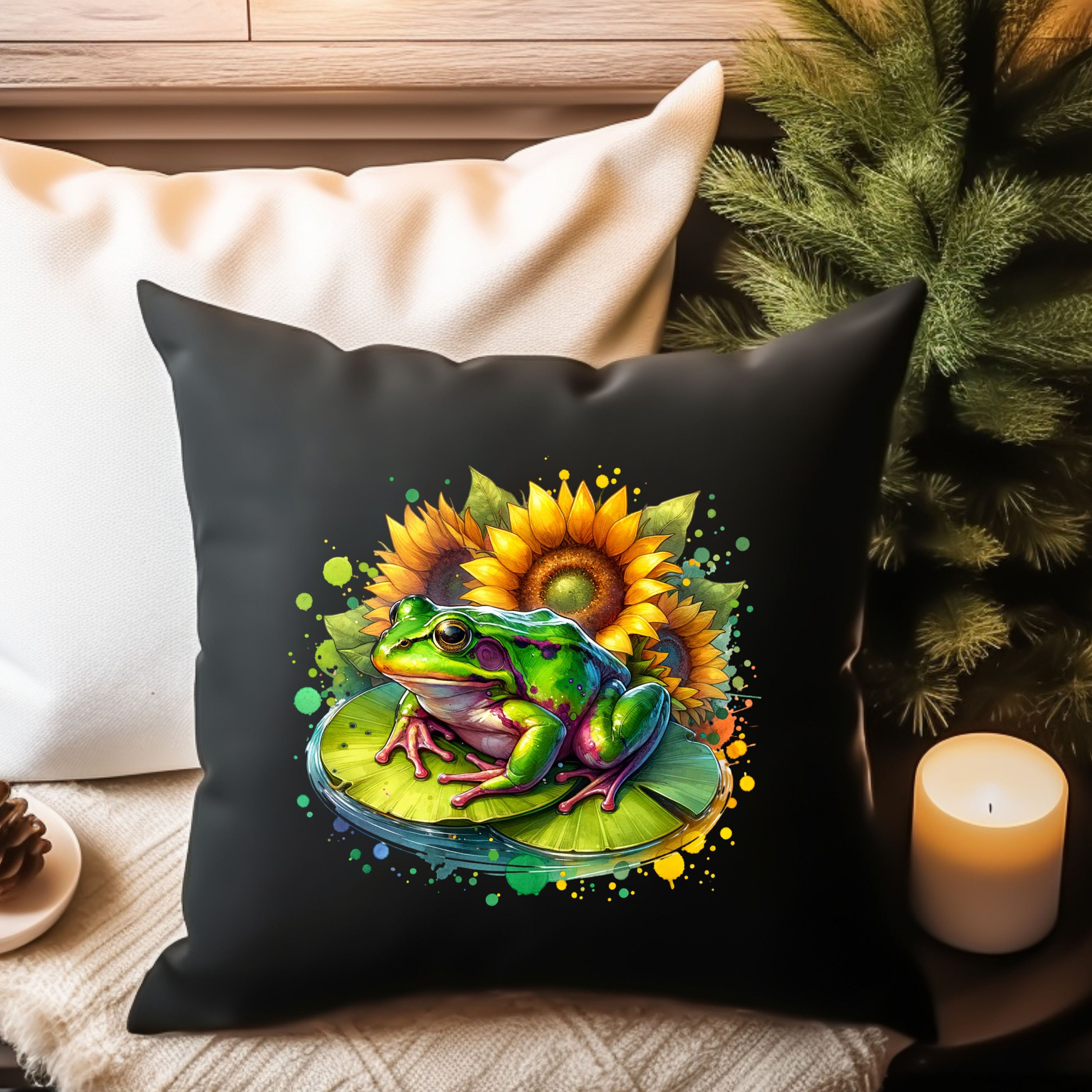 Cute Lily Pad Frog Sunflowers PNG, Clipart, Instant Download, 300dpi ...
