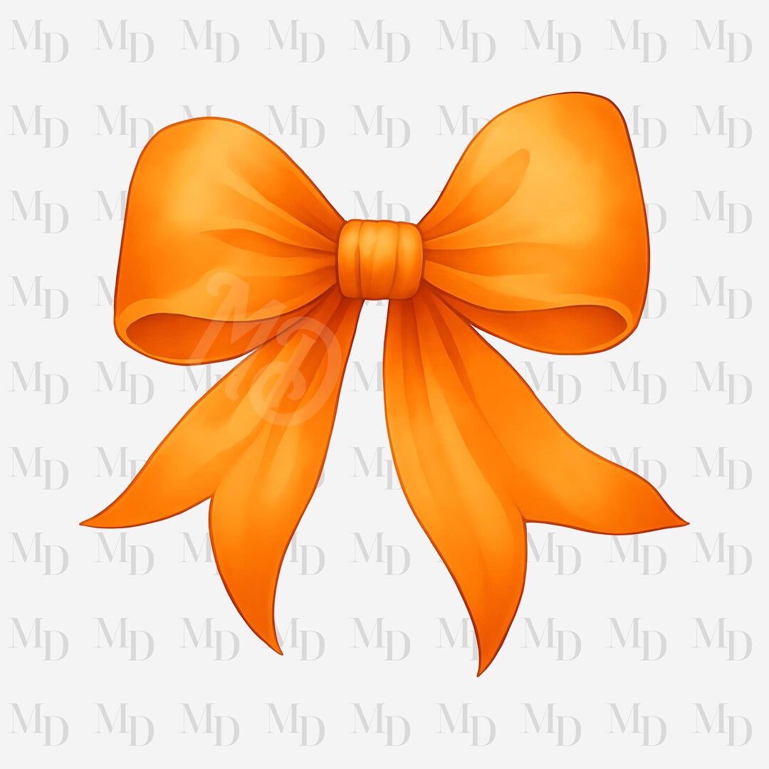 Orange Big Bow PNG, Instant Download, Clipart, Coquette Design ...