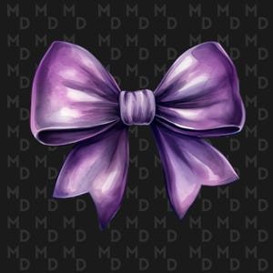 Purple Bow PNG, Instant Download, Clipart, Coquette Design, Watercolor ...
