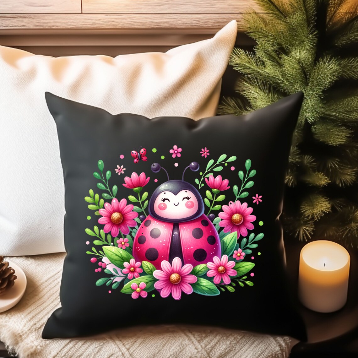 Cute Pink Ladybug PNG, Bug Clipart, Instant Download, Digital, 300 DPI ...