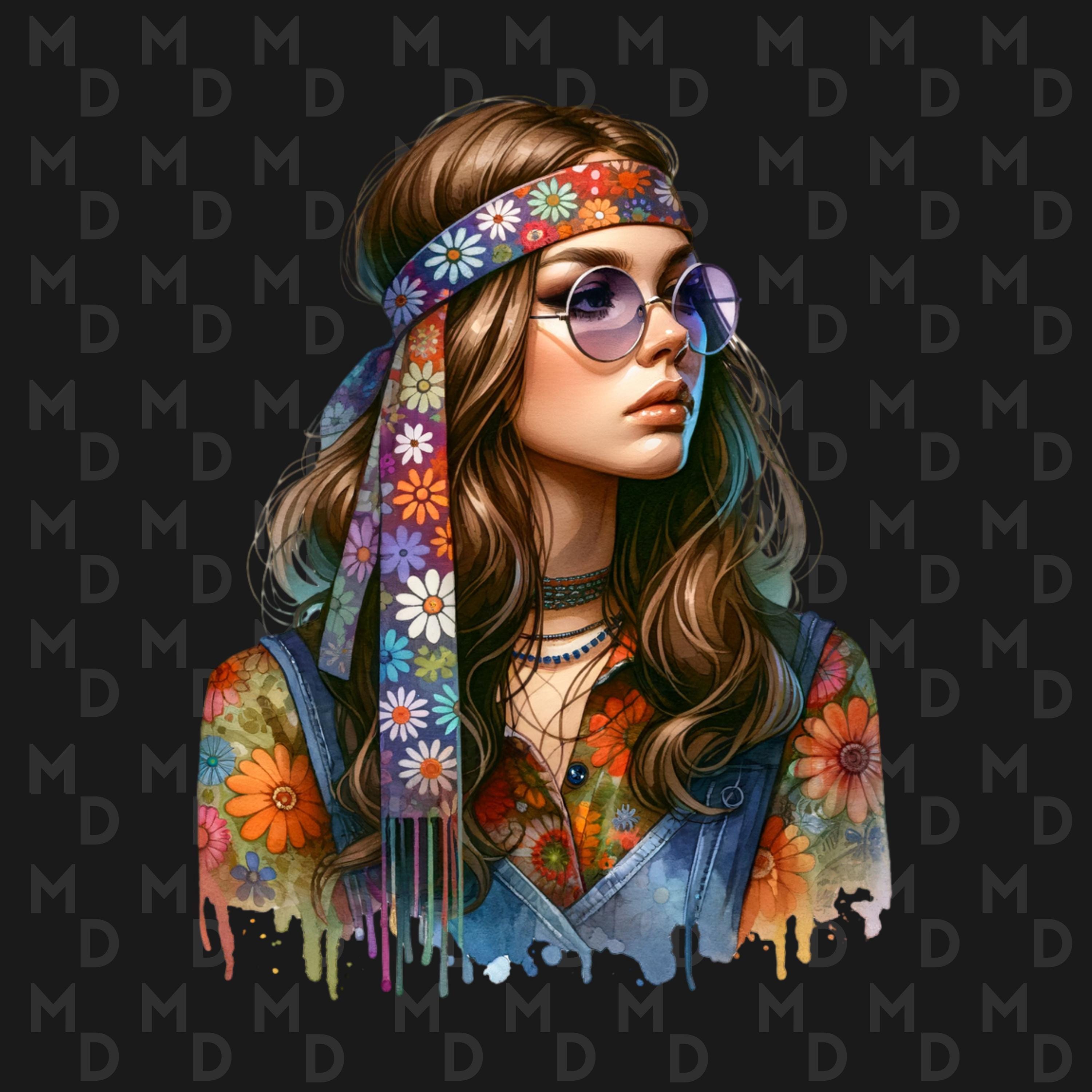 Groovy Hippie Girl PNG, Clipart, Instant Download, Hippie Design ...