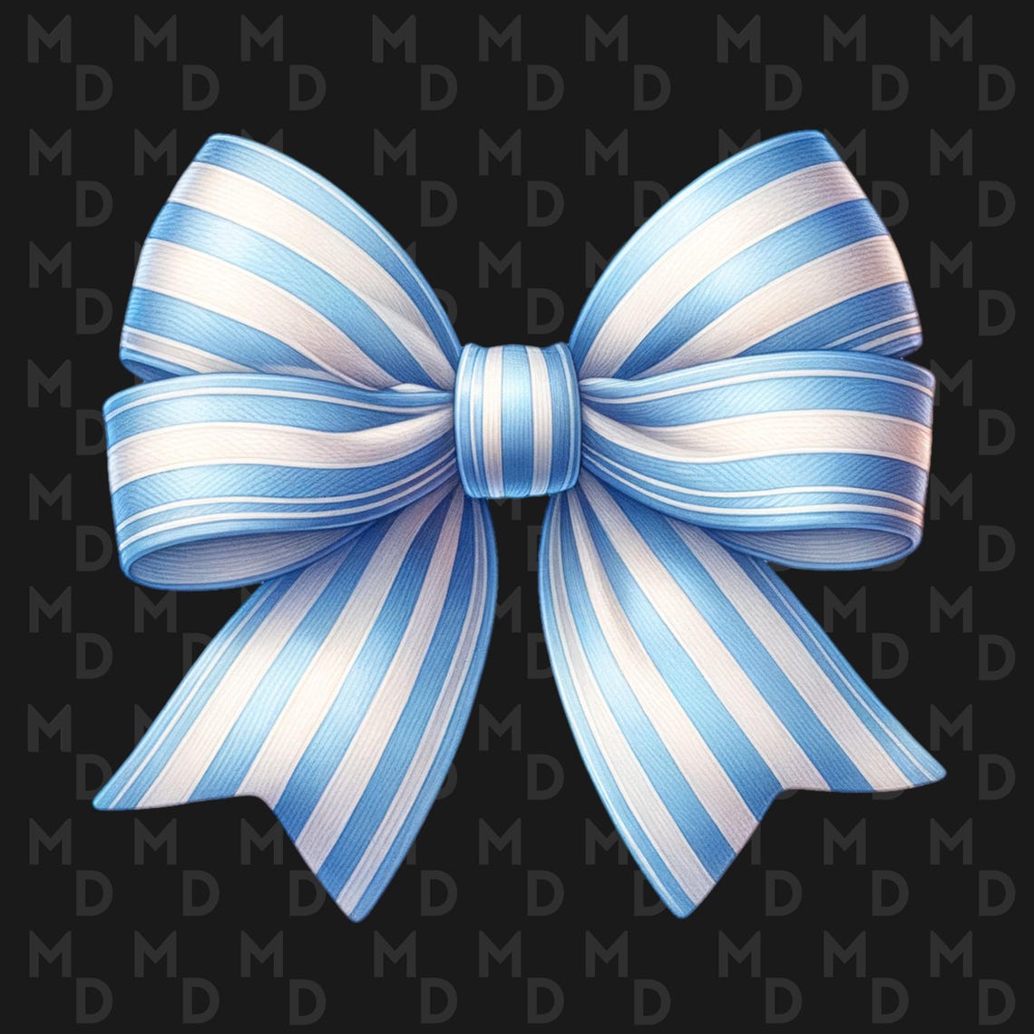 Light Blue and White Stripe Bow PNG, Instant Download, Watercolor ...