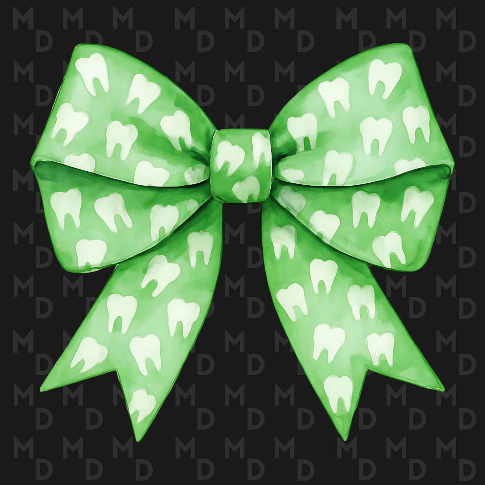 Tooth Bow PNG, Green, Teeth, Dentist, Dental Assistant, Sublimation ...