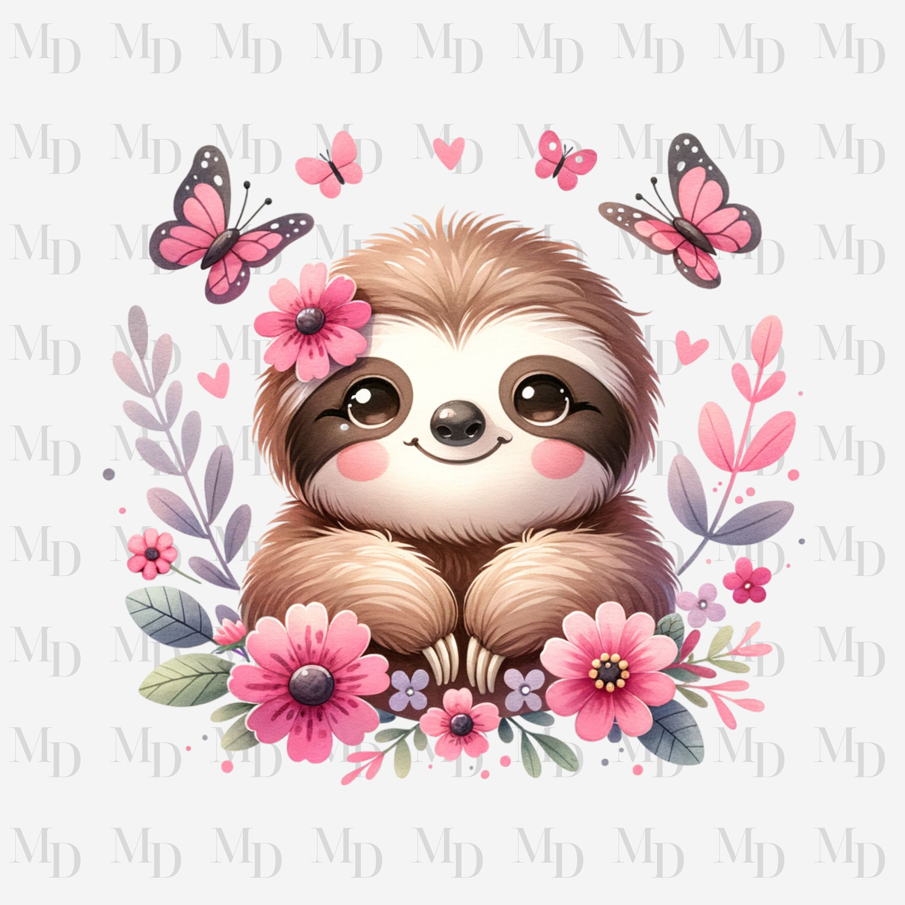 Cute Sloth PNG, Pink Flower Sloth, Clipart, Digital Download, PNG ...