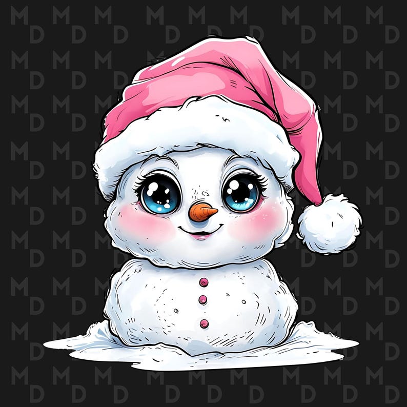 Cute Snowman Christmas PNG, Cute Snowman Wearing Pink Christmas Hat ...
