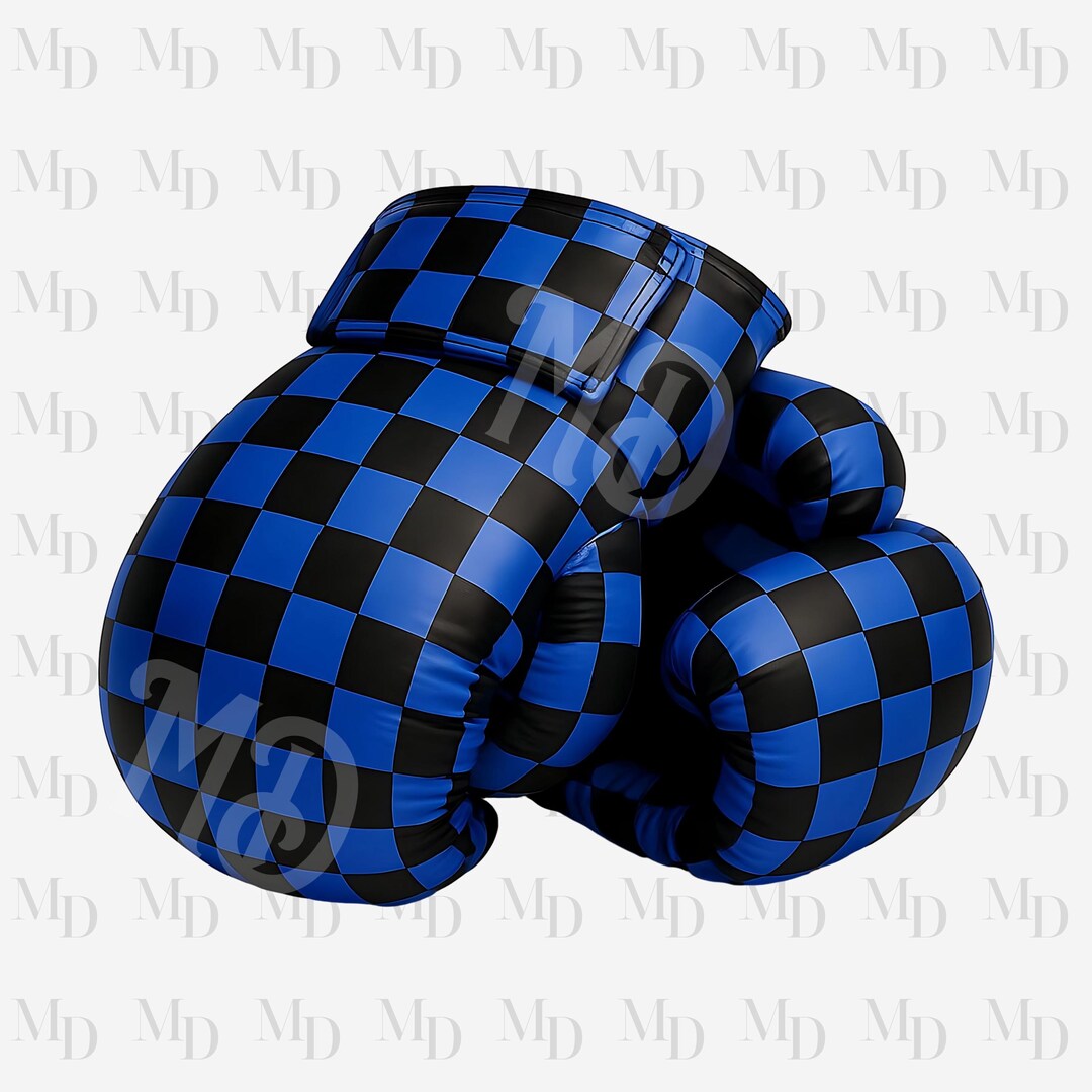 Black and Blue Checkered Boxing Gloves PNG, Digital Instant Download ...