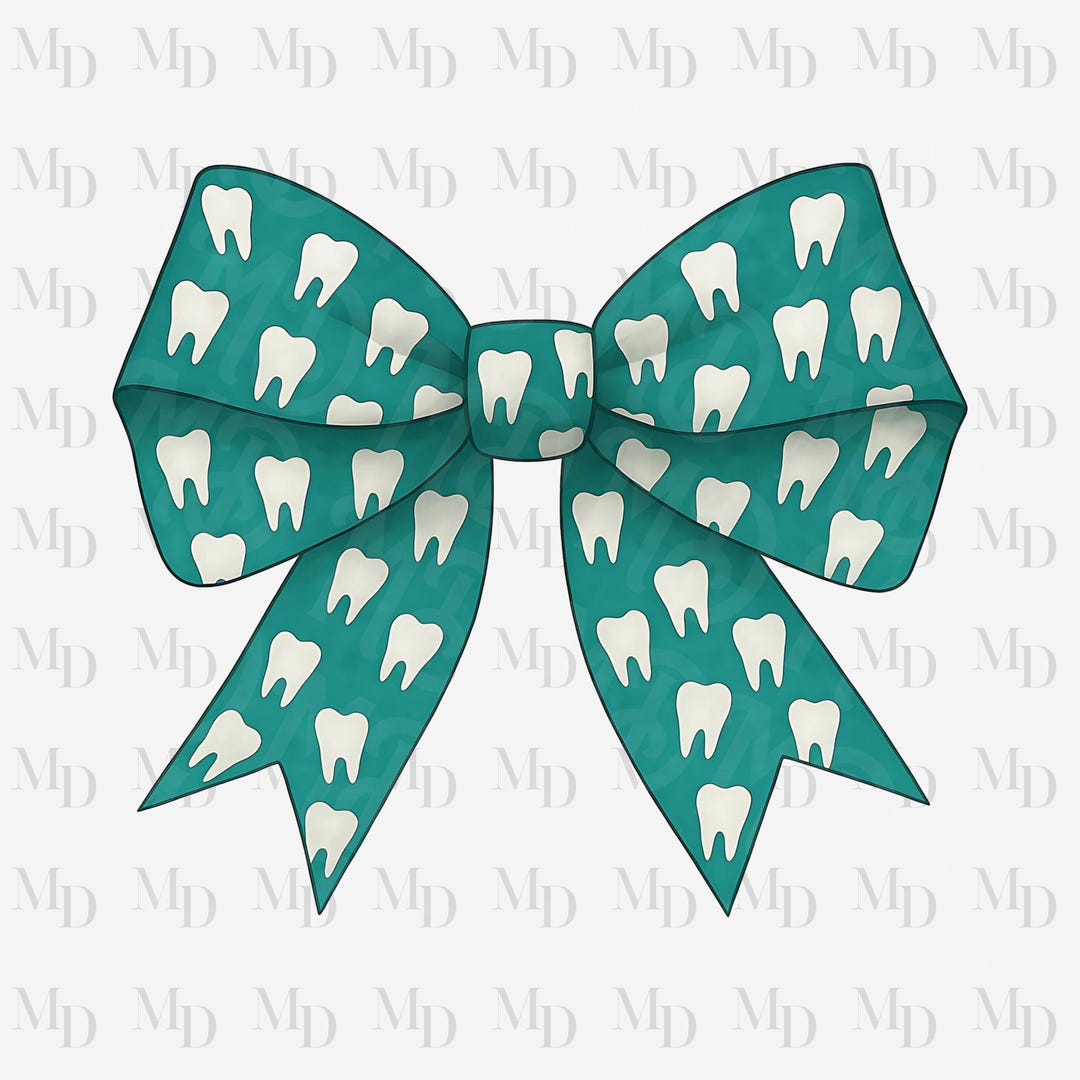 Rustic Teal Tooth Bow PNG, Teeth, Dentist, Dental Assistant ...