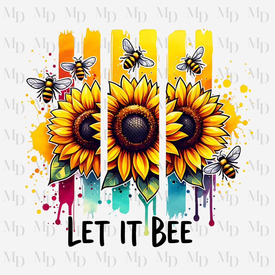 Sunflower Bee Brushstroke PNG, Let It Bee, Clipart, Instant Download ...