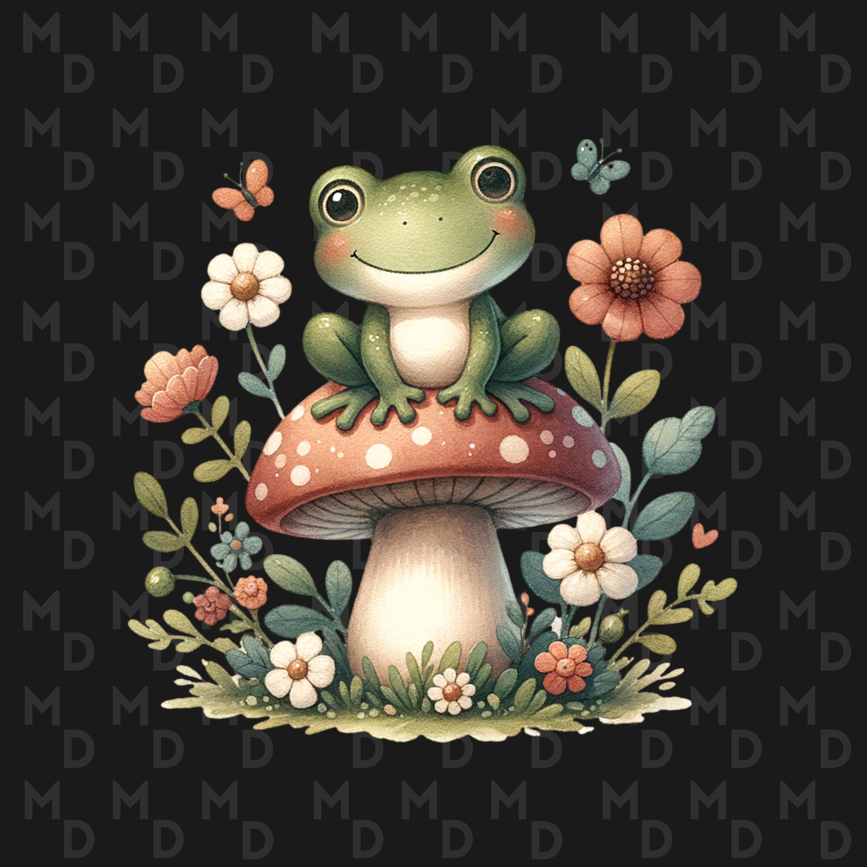 Cute Retro Mushroom Frog PNG, Frog Clipart Instant Download ...
