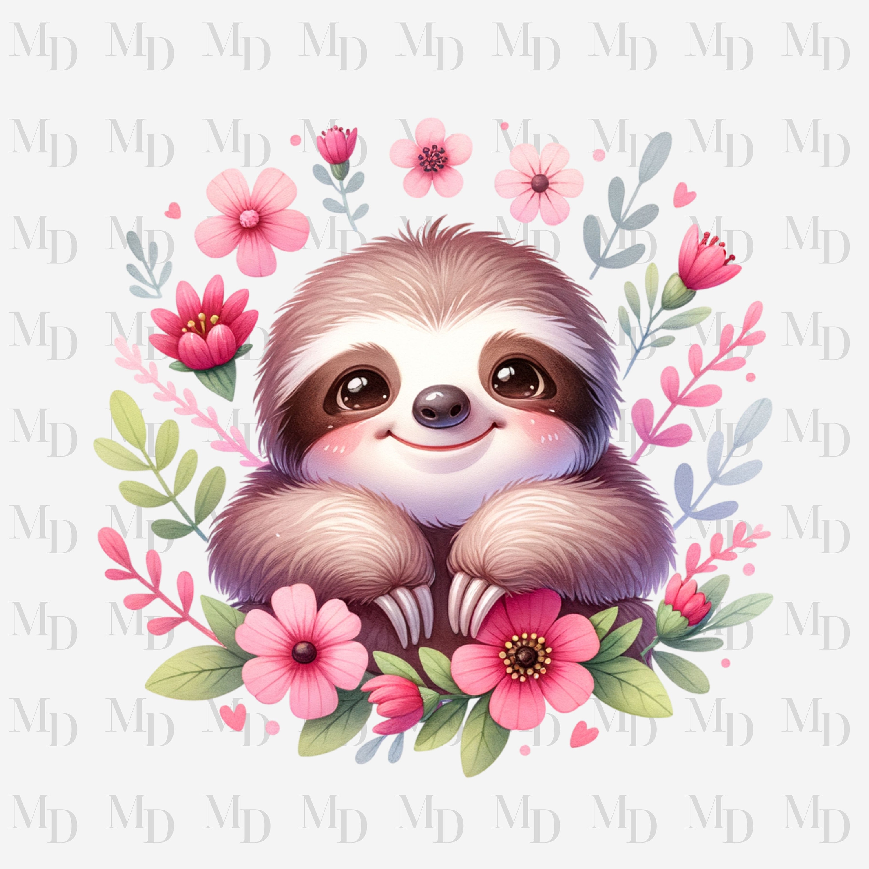 Cute Sloth PNG, Pink Flower Sloth, Clipart, Digital Download, PNG ...