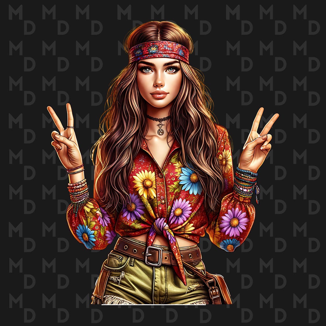 Peace Sign Hippie Girl PNG, Clipart, Instant Download, Hippie Design ...