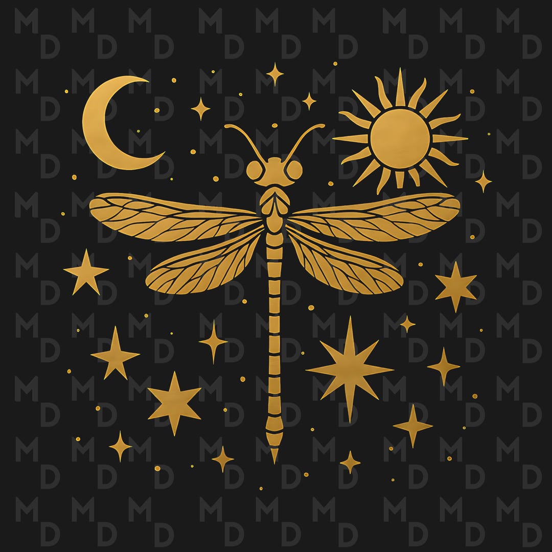Gold Celestial Dragonfly PNG, Digital Download, Sublimation, Instant ...