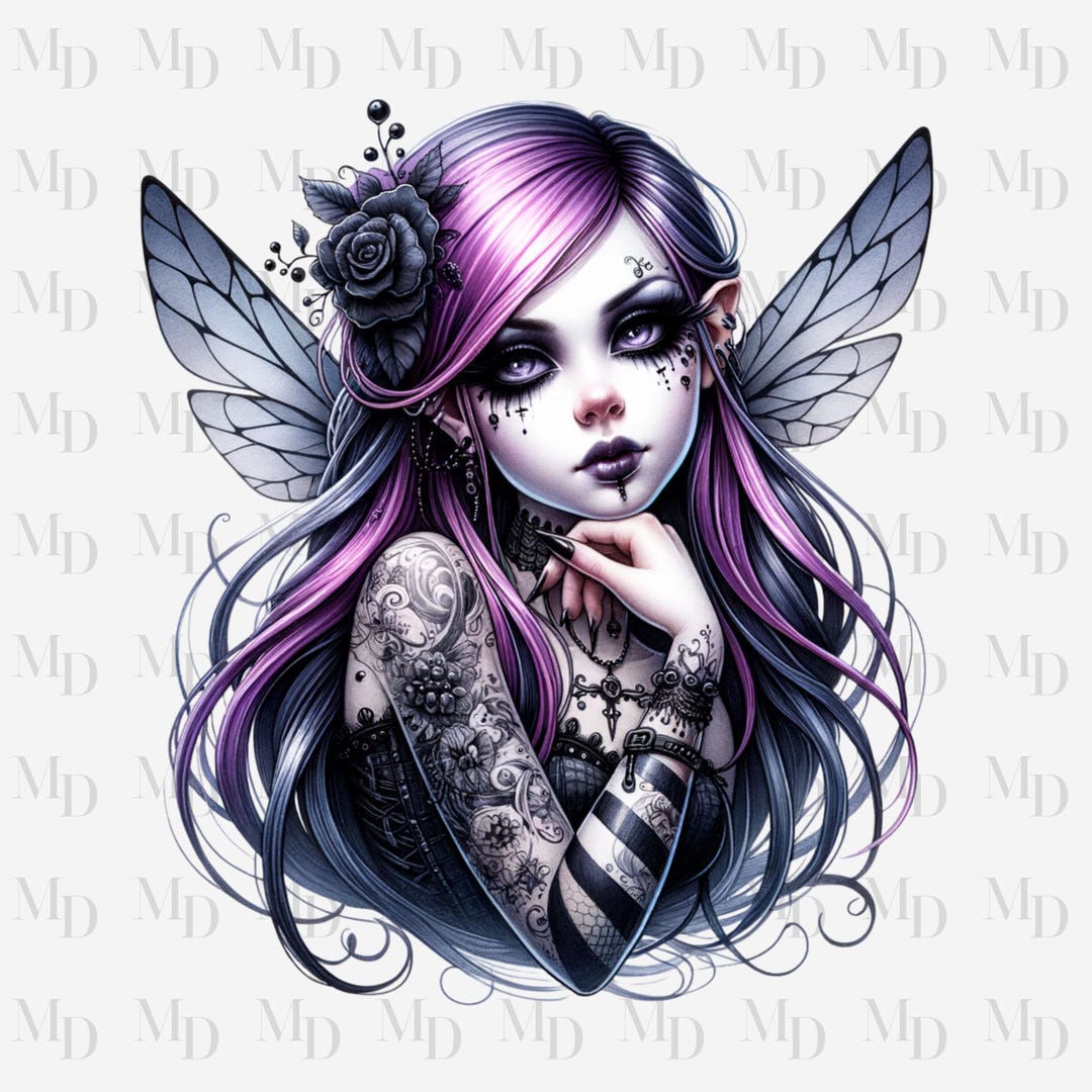 Thinking Goth Fairy PNG, Instant Download, Goth Fairy Design, Digital ...