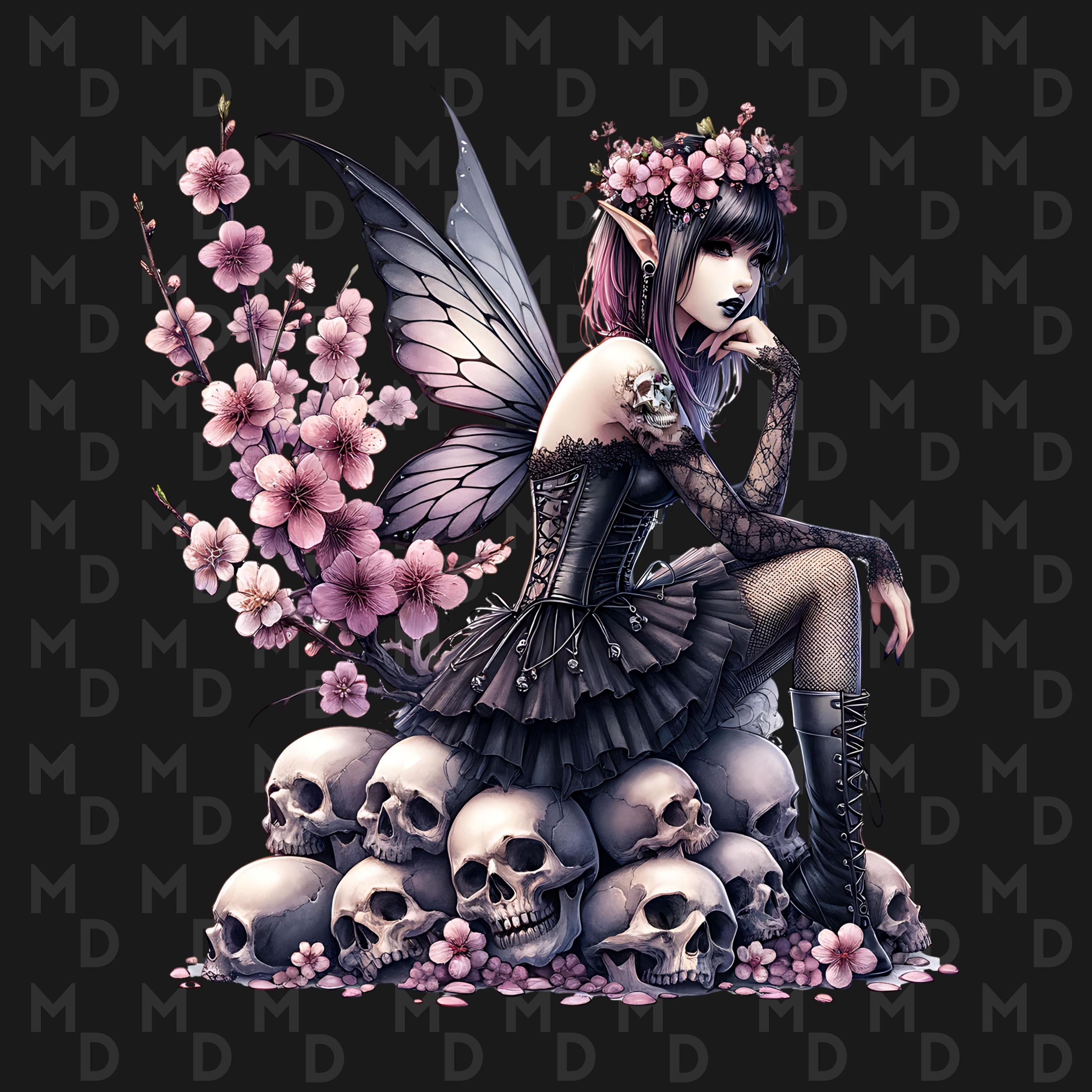 Cherry Blossom Goth Fairy PNG, Clipart, Instant Download, Fairy Design ...