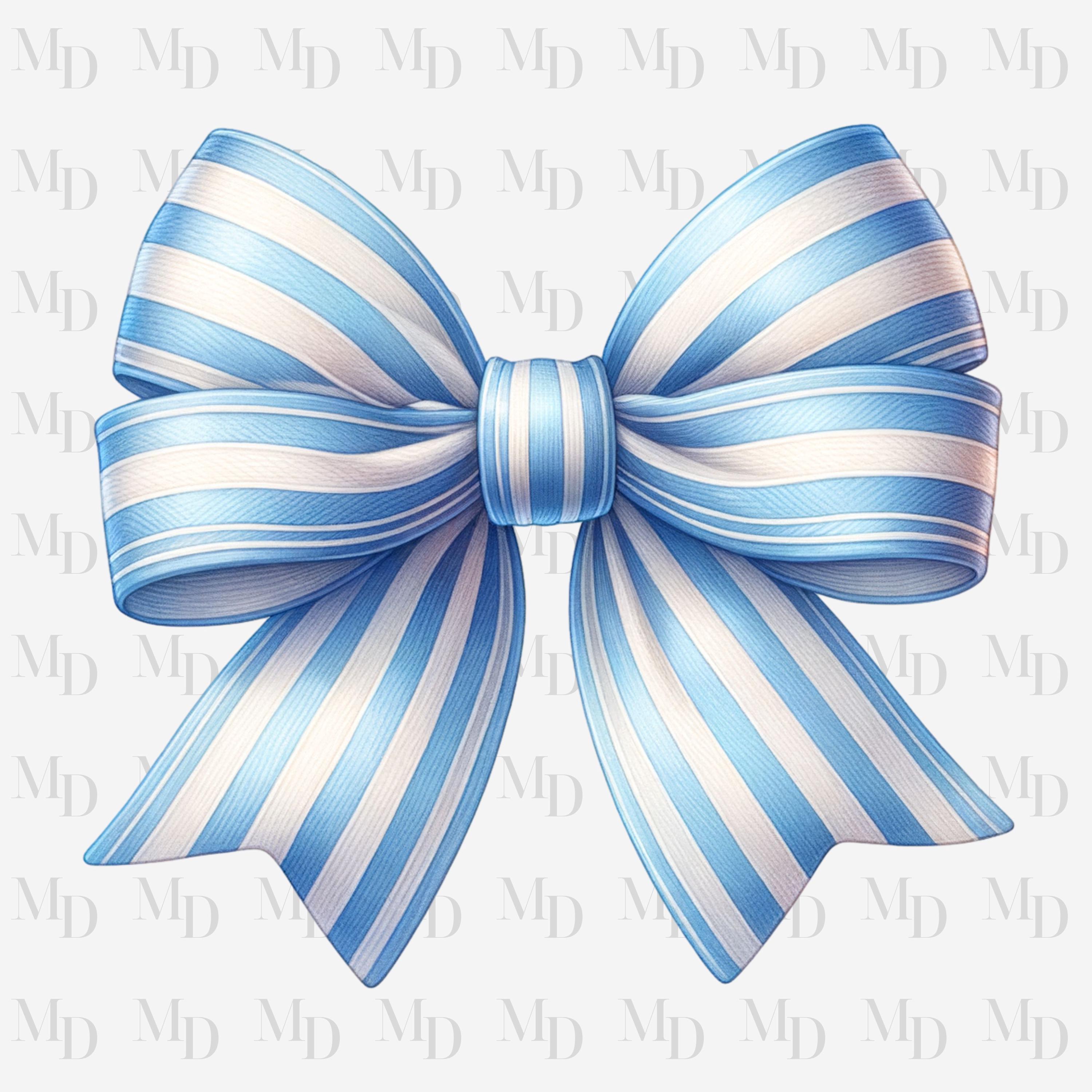 Light Blue and White Stripe Bow PNG, Instant Download, Watercolor ...