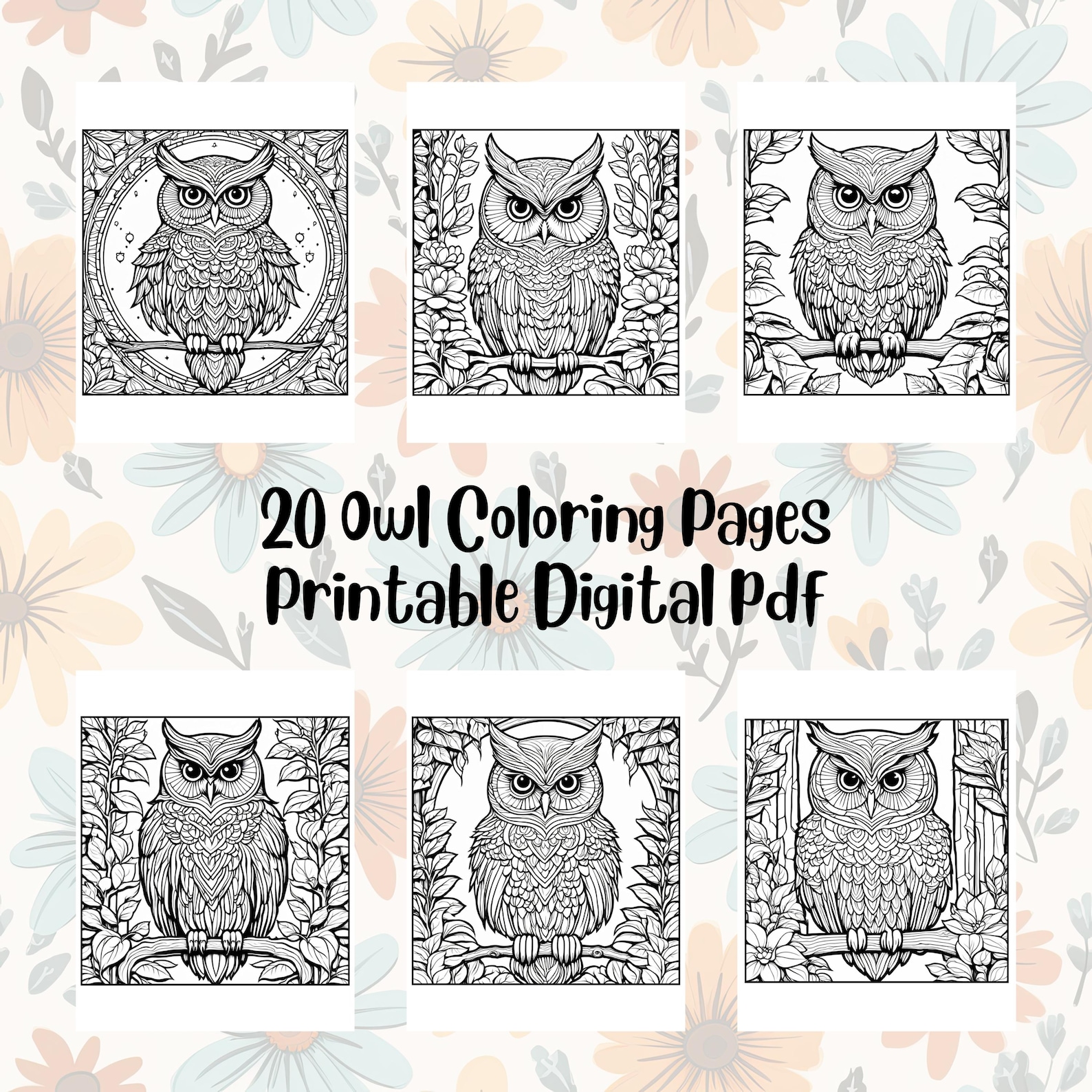 Owl Coloring Page, Instant Download, Printable, 20 Assorted Pages ...