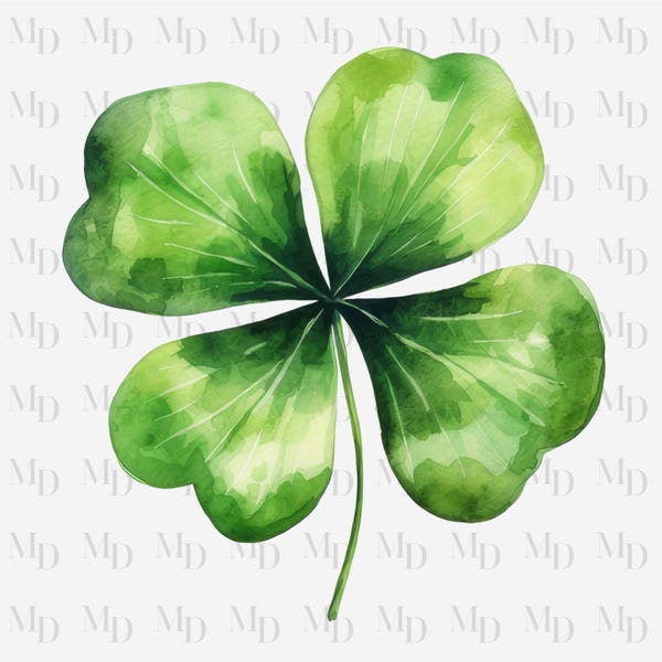 Four Leaf Clover Watercolor Clipart - Etsy