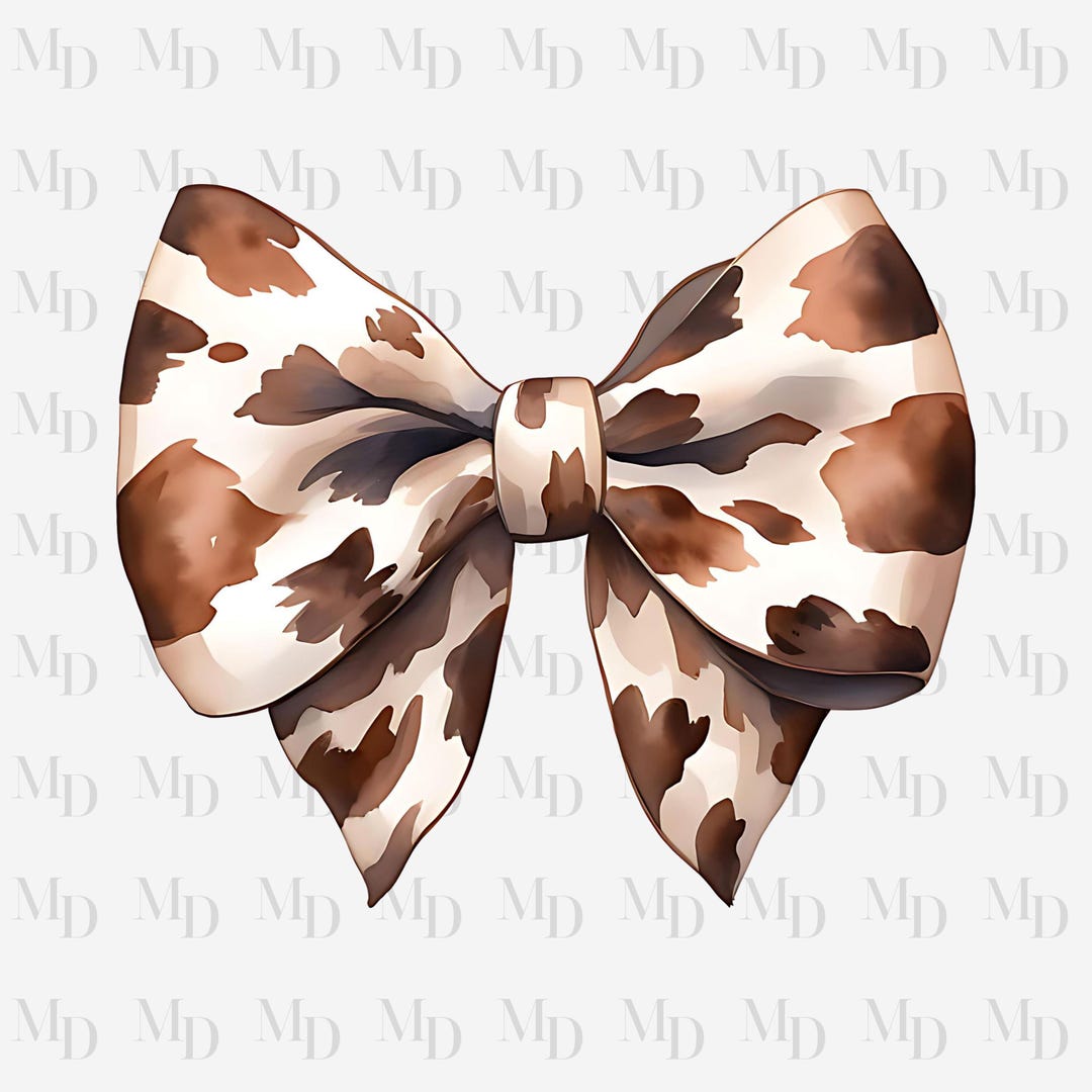Brown and Cream Cow Print Big Bow PNG, Sublimation, Digital Download ...
