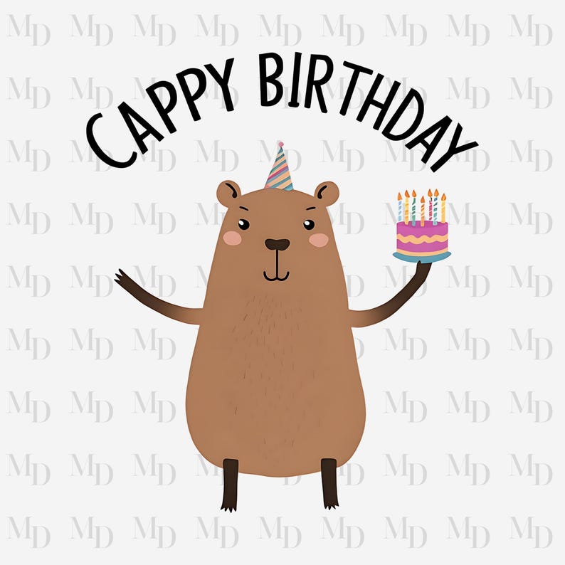 Cute Funny Capybara PNG, Capybara Design, Cappy Birthday, Instant ...