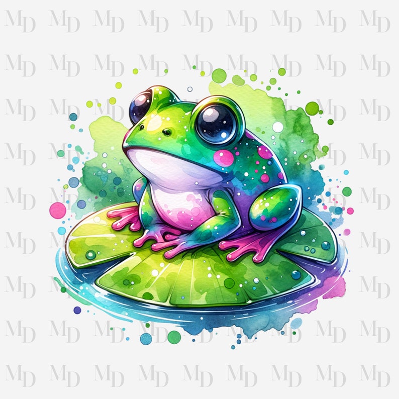 Cute Frog on Lily Pad PNG, Clipart, Instant Download - Etsy