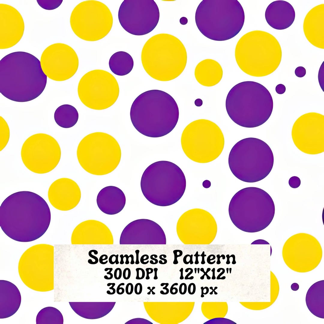 Purple and Yellow Polka Dot Seamless Pattern , PNG, Instant Download ...