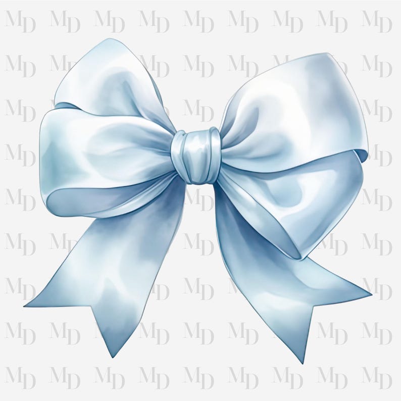 Light Blue Bow PNG, Instant Download, Clipart, Coquette Design ...
