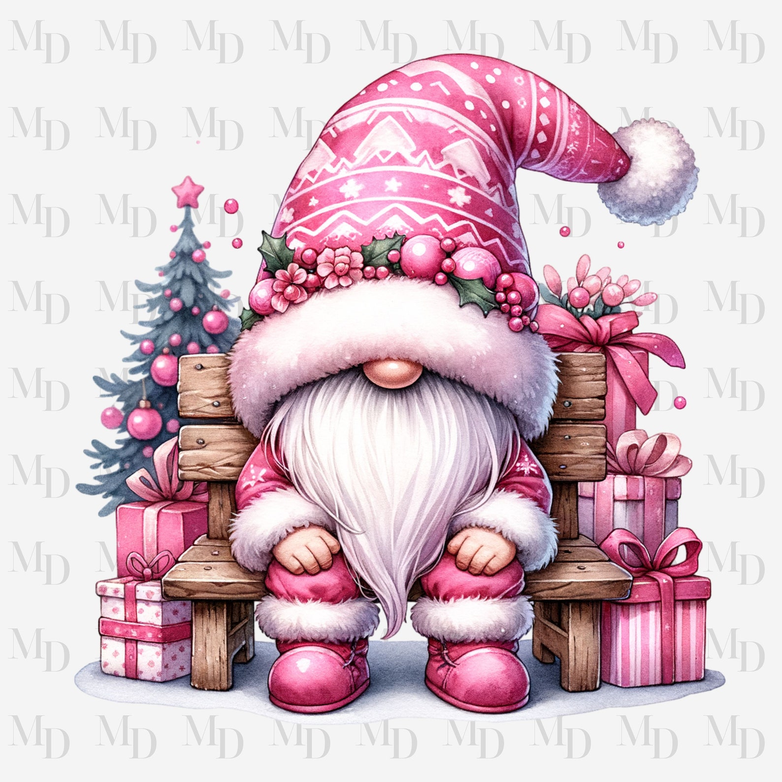 Gnome Pink Christmas PNG, Instant Download, Christmas Clipart - Etsy