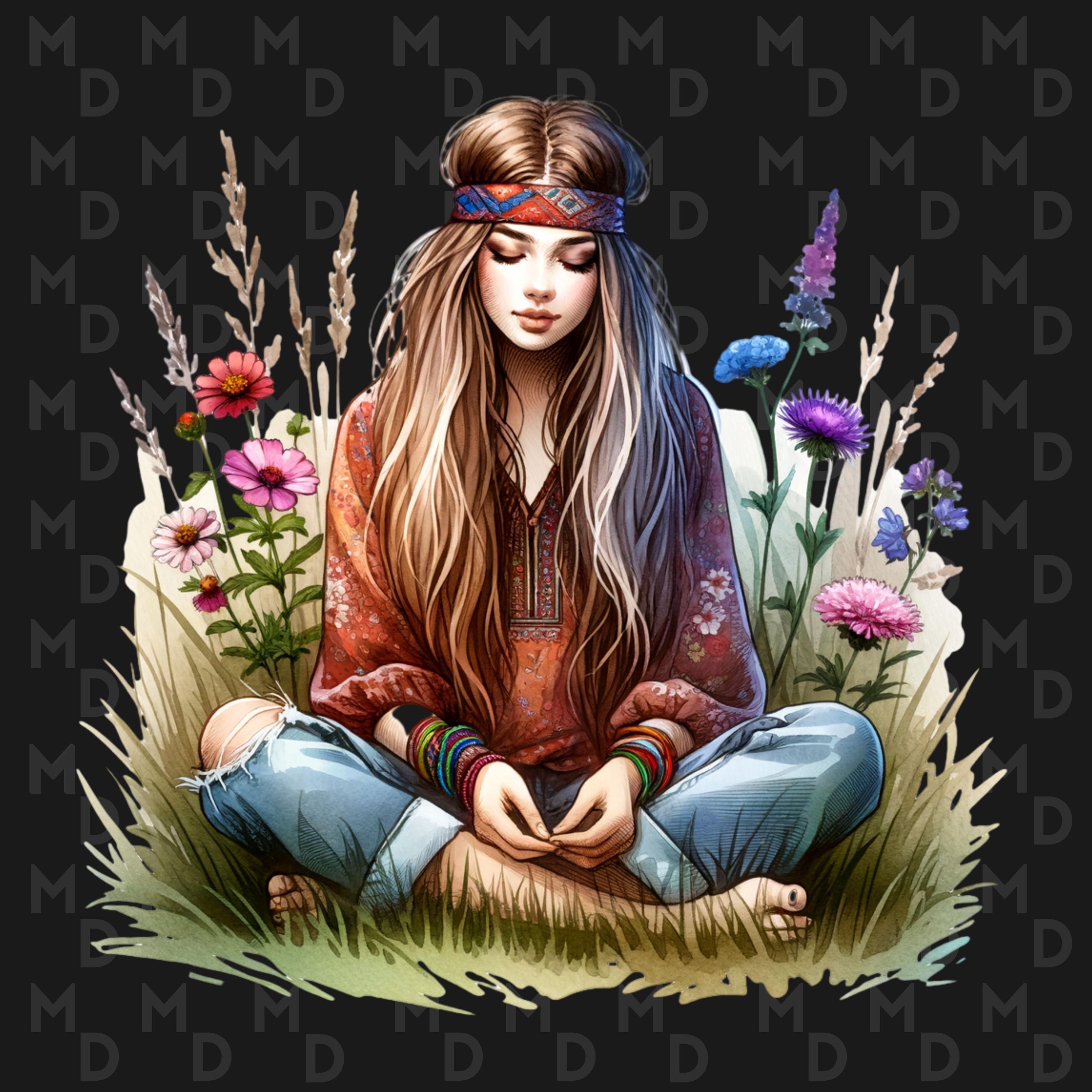 Hippie Girl PNG, Clipart, Instant Download, Hippie Design, Digital ...