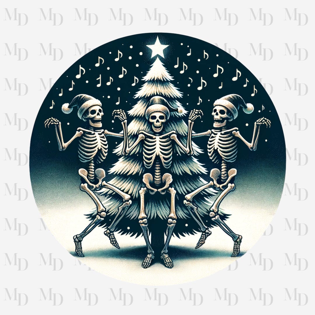 Three Dancing Christmas Skeletons PNG, Skeletons Dancing by Christmas ...