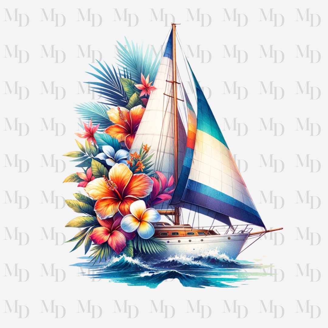 Tropisches Segelboot PNG, Clipart, sofortiger Download, digitaler ...