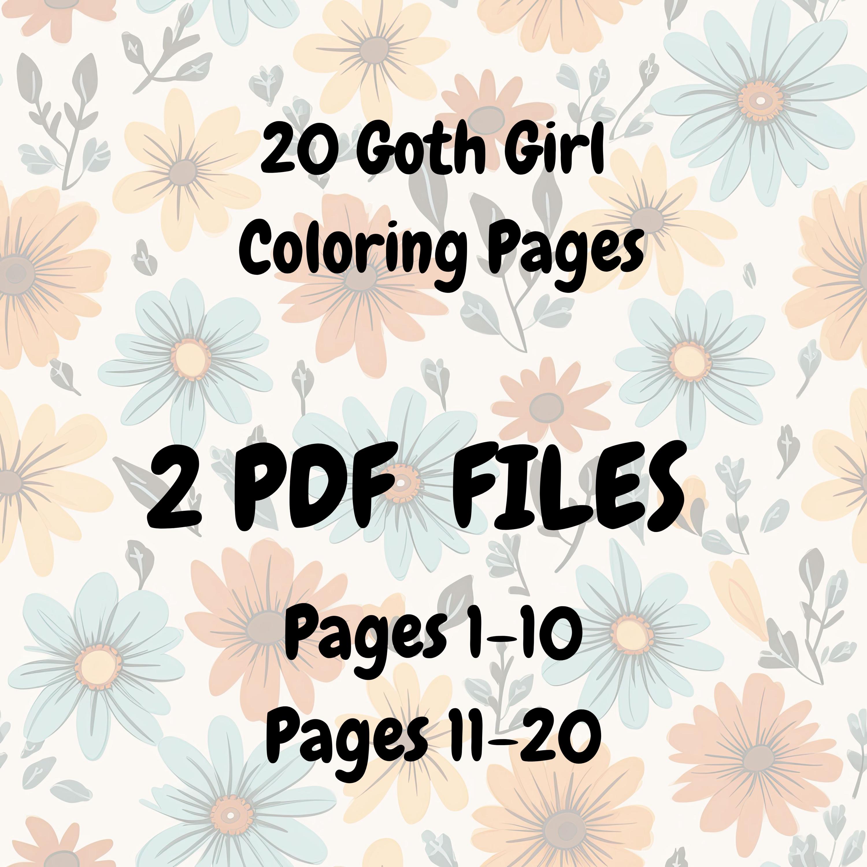 Goth Girl Coloring Page, Instant Download, Printable, 20 Assorted Pages ...