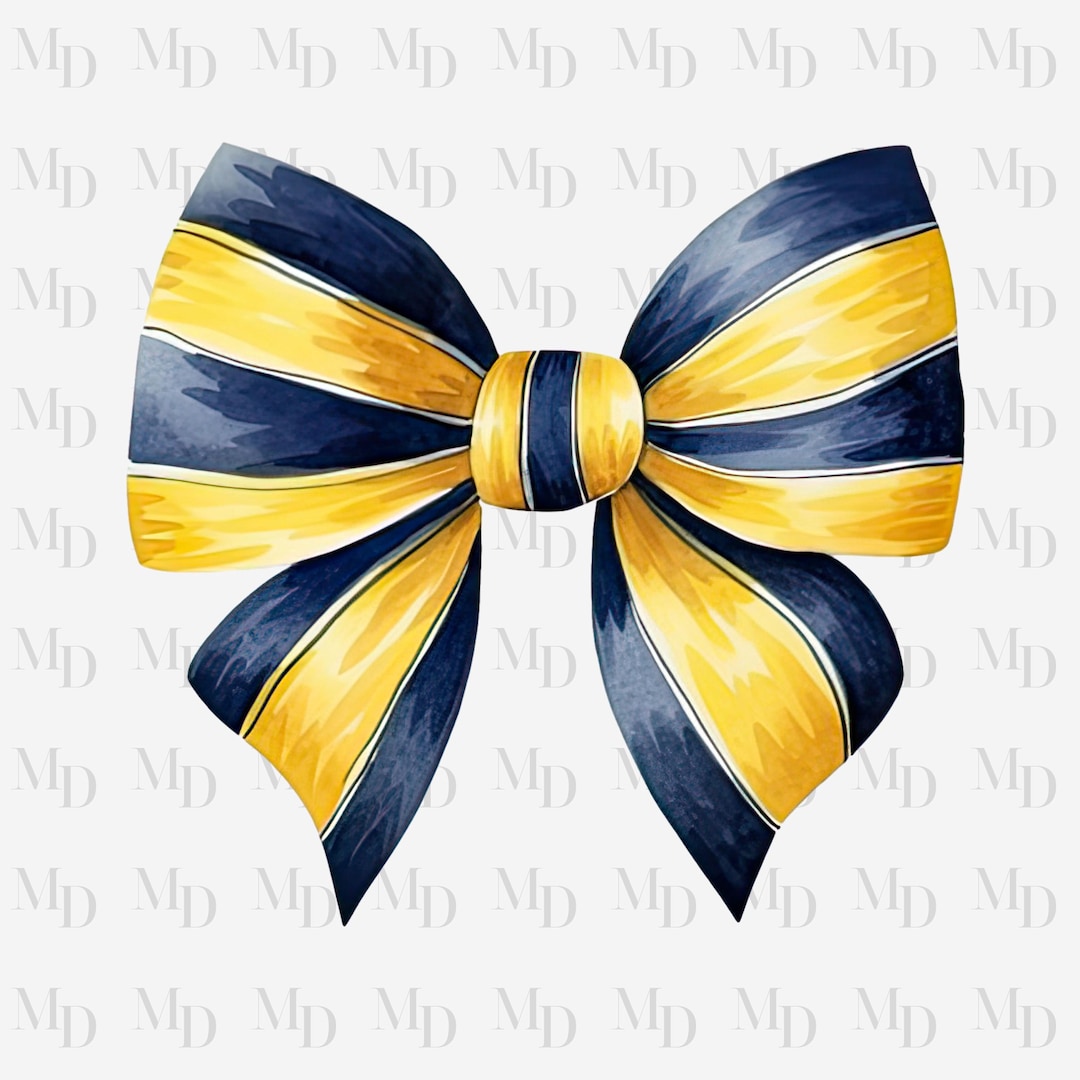 Navy and Yellow Stripe Bow PNG, Instant Download, School Clipart ...