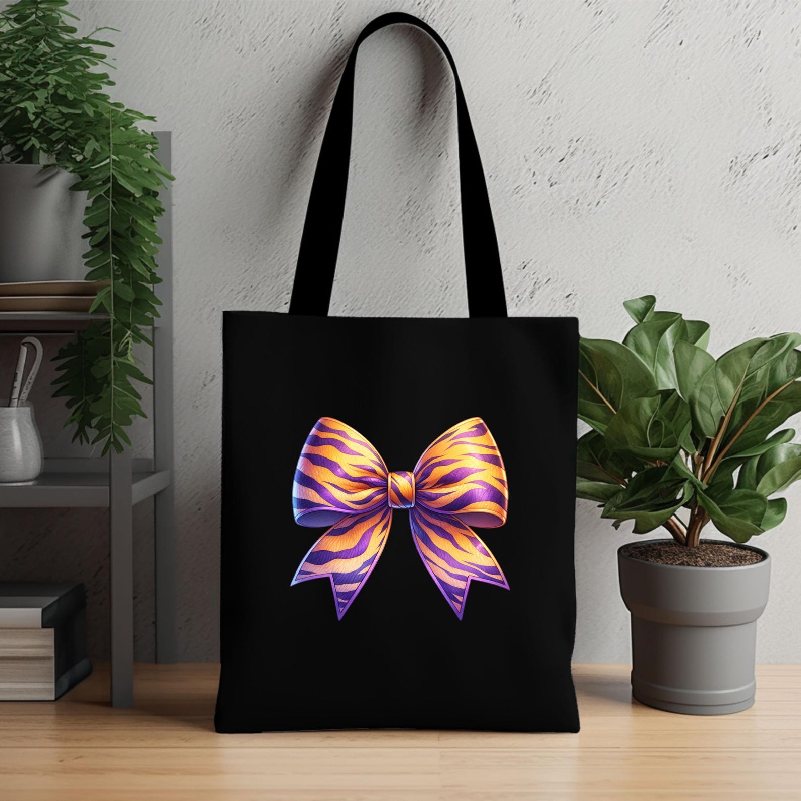 Purple and Yellow Tiger Stripe Bow PNG, Instant Download, School ...