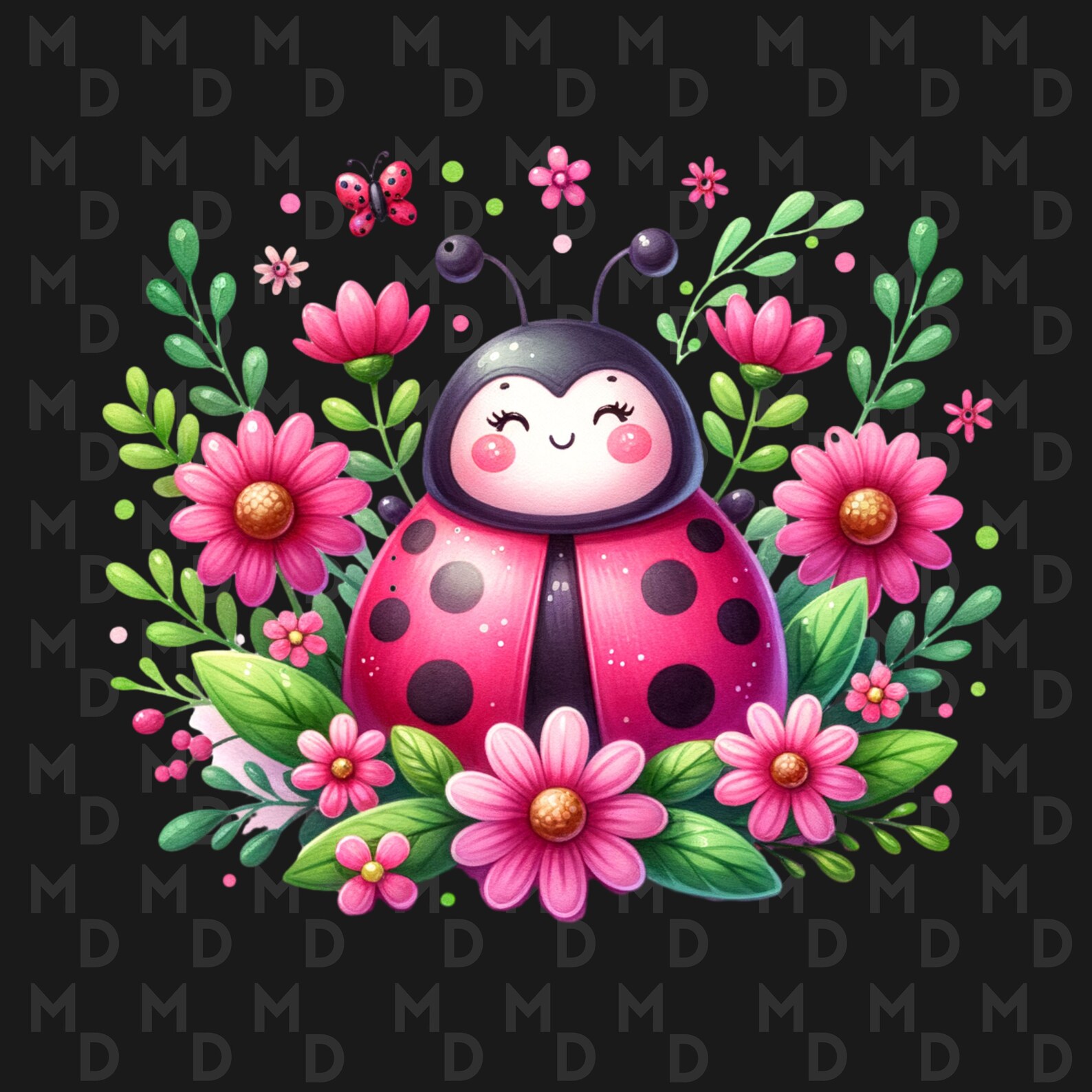 Cute Pink Ladybug PNG, Bug Clipart, Instant Download, Digital, 300 DPI ...
