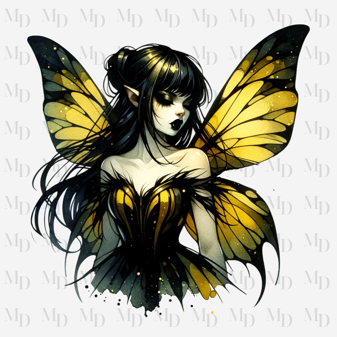 Yellow and Black Goth Fairy PNG, Clipart, Instant Download, Fairy ...