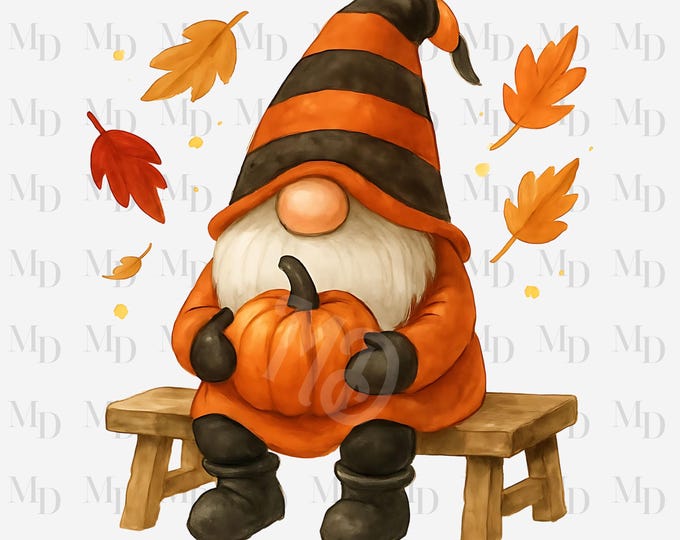 Fall Gnomes With Pumpkins Clipart, Instant Download, Sublimation ...
