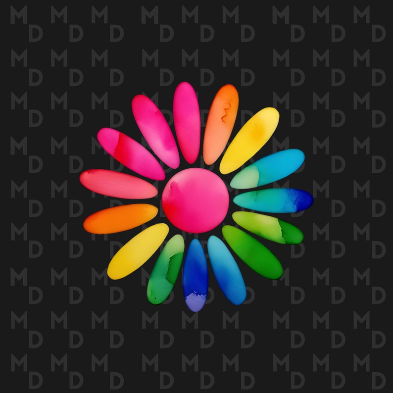 Rainbow Daisy Watercolor PNG, Flower Clipart Instant Download ...