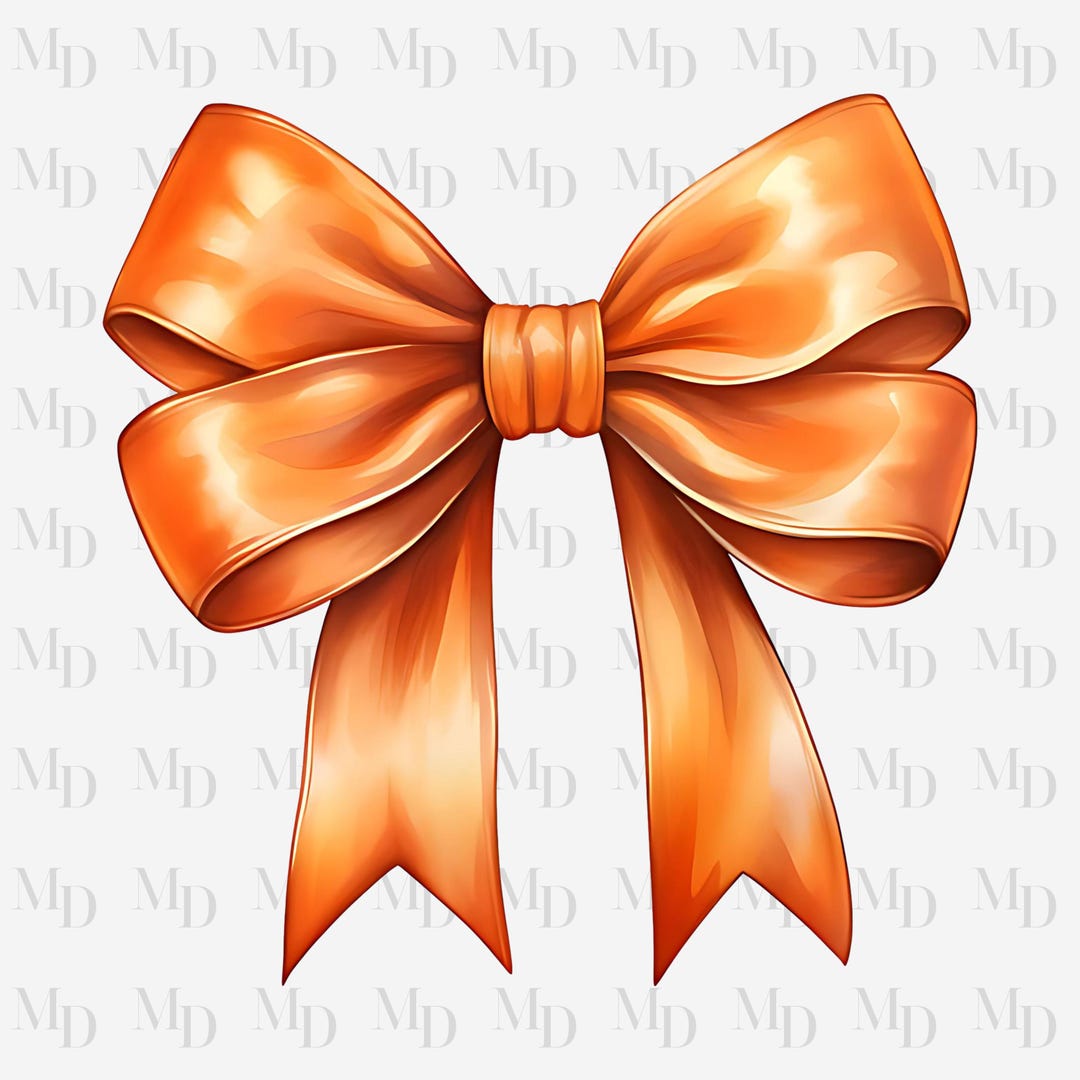 Orange Big Bow PNG, Instant Download, Clipart, Coquette Design ...