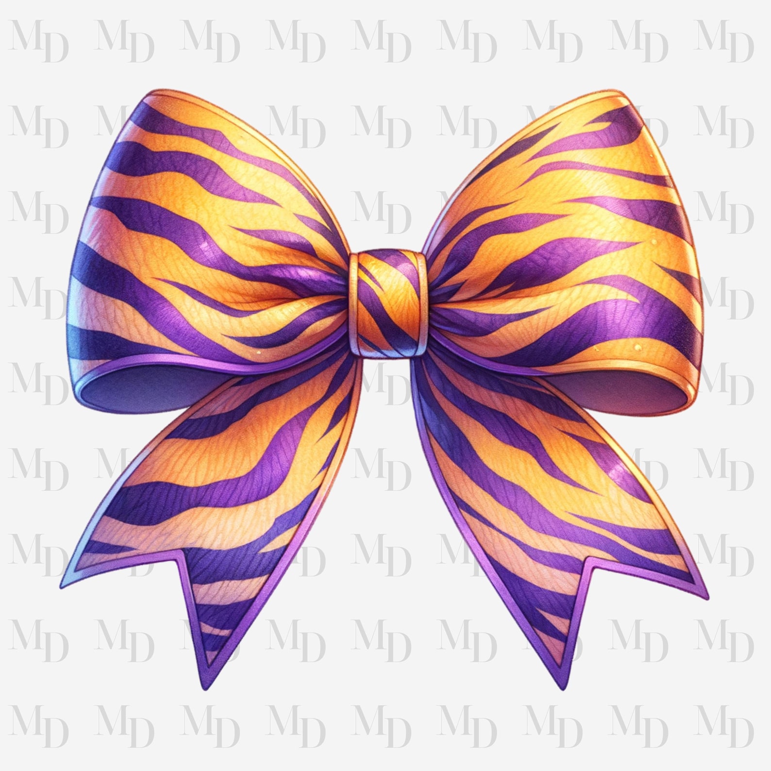Purple and Yellow Tiger Stripe Bow PNG, Instant Download, School ...