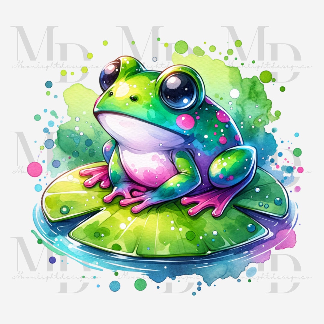 Cute Frog on Lily Pad PNG, Clipart, Instant Download - Etsy